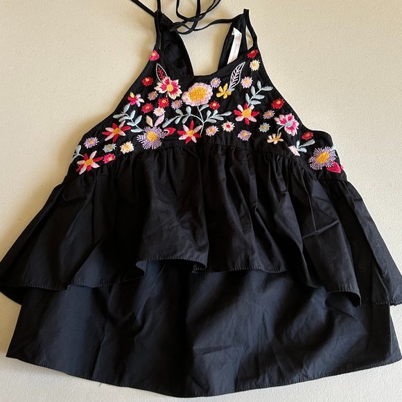 Zara | Tops | Zara Embroidered Halter Top | Poshmark